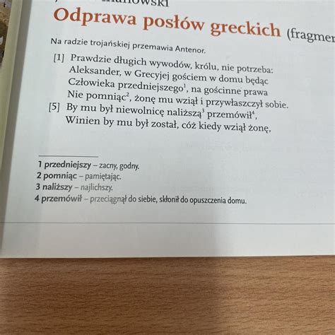 Ułóż plan wydarzeń Odprawa posłów greckich fragment szybkooo Brainly pl
