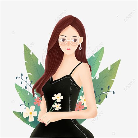 Wearing Glasses Girl Avatar Illustration Character Wearing Glasses