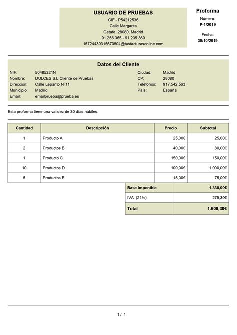 Model Factura Proforma