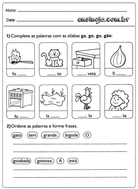 Atividades sílabas simples para formar palavras É composta por