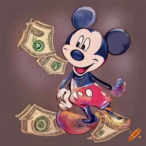 Cartoon Character Holding Money In The Air On Craiyon