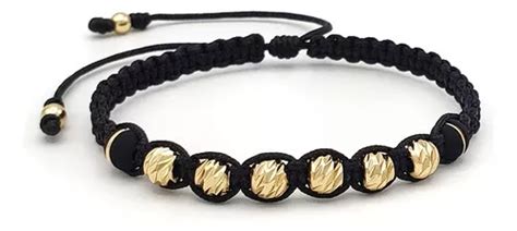Pulsera Tejida Neopreno Oro Laminado K Diamantado Cuotas Sin Inter S