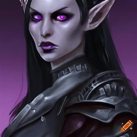 Dark Elf Woman With Black Hair And Purple Eyes On Craiyon