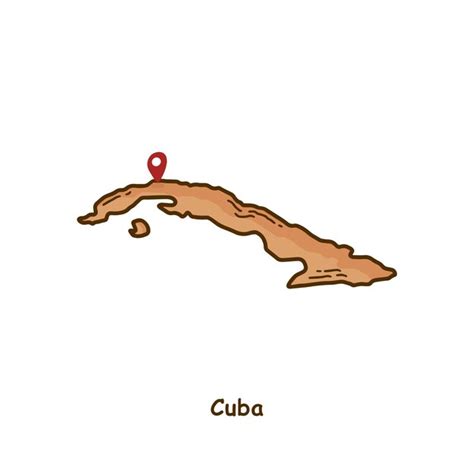 Mapa dibujado a mano de cuba con diseño de dibujos animados de línea