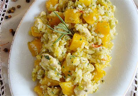 Risotto z dynią kurczakiem i porem DoradcaSmaku pl
