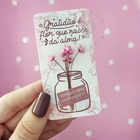 100 Und Cartão Agradecimento Cliente Flor Sempre Viva Elo7