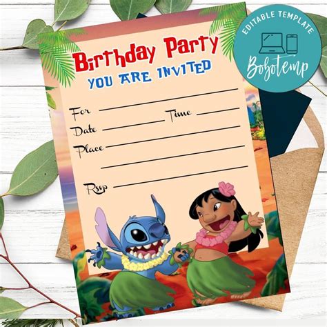 Lilo And Stitch Fill In Blank Invitation Customizable Template