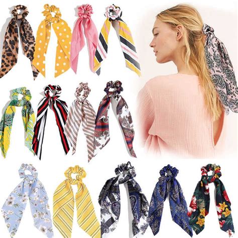 Pañuelo de cola de caballo con estampado bohemio lazo de goma elástica