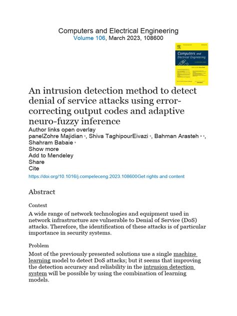 13 an intrusion detection method to detect denial of service attacks using error correcting