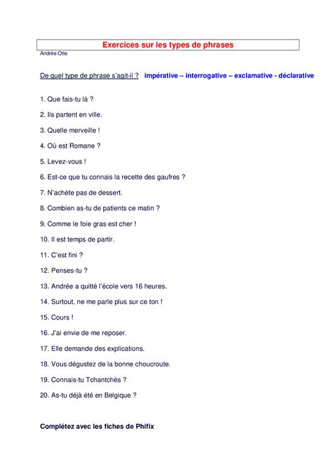 Les Types De Phrases Exercices 1 AlloSchool