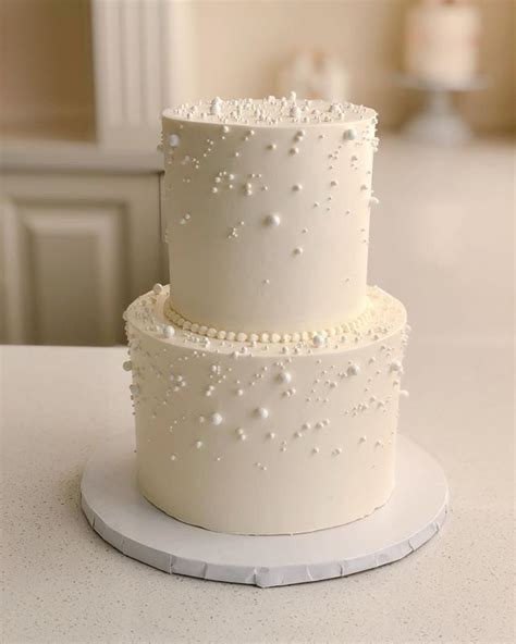 Classic Wedding Cake With Pearls Oakville Wedding Cake