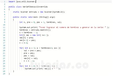 Arrays Java Serie Fibonacci Invertida Tutorias Co