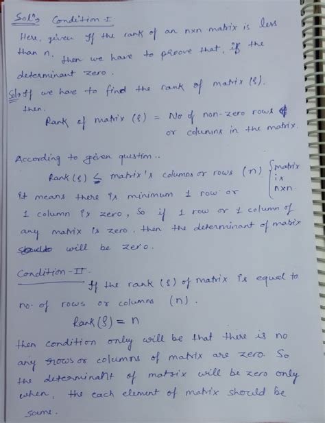 [solved] if the rank of an n × n matrix is less than n is the determinant course hero