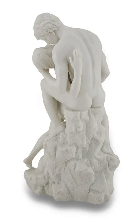 White Marble Romantic Lover Kissing Resin Statue Nude Men And Women