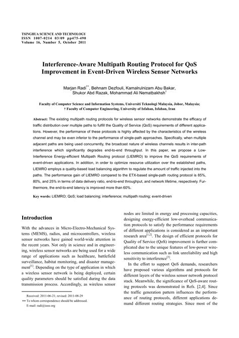 pdf interference aware multipath routing protocol for qos improvement in event driven wireless