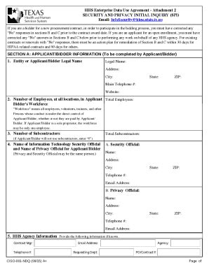 Fillable Online CISO 001 NDQ HHS Enterprise Data Use Agreement