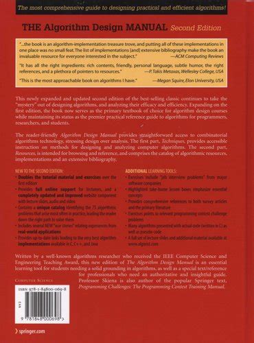the algorithm design manual hardcover 2nd ed 2008 steven s skiena 9781848000698 books