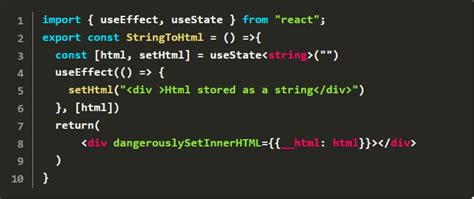 convert string to html in react rendering text as html content