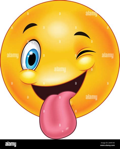 Smiley Emoticon Mit Auf Zunge Und Winking Eye Stock Vektorgrafik Alamy