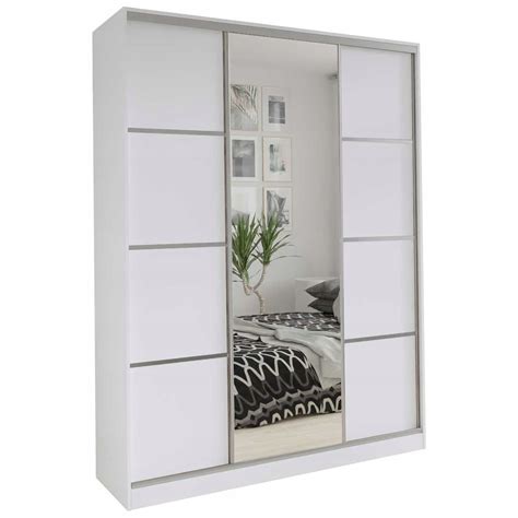 Szafa przesuwna z lustrem 150 cm TOP biała matowa BroMARKT