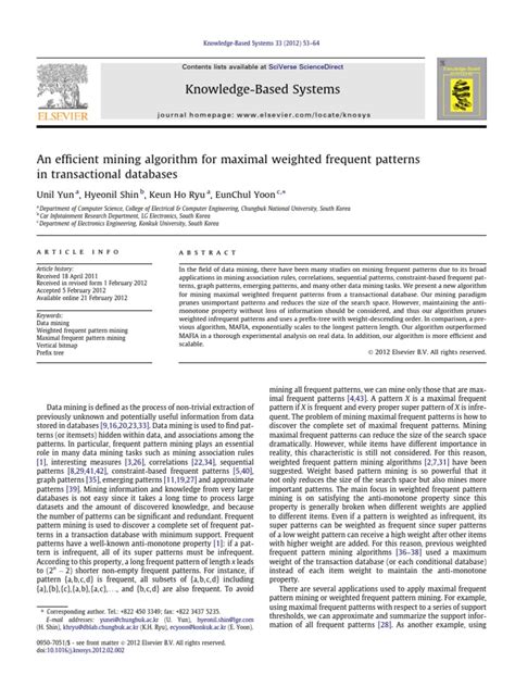 an efficient mining algorithm for maximal weighted frequent patterns in transactional databases
