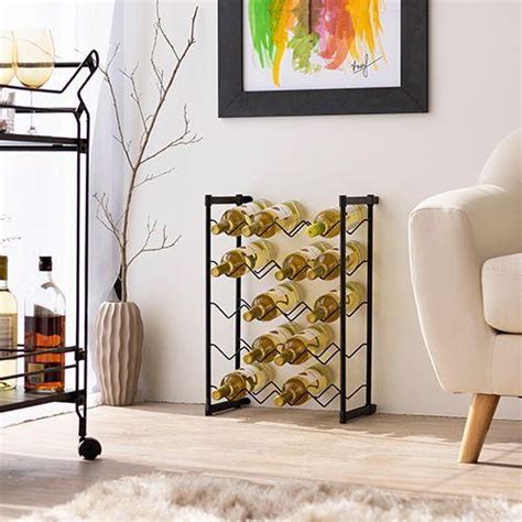 Adega Vinho Estante Rack Vertical para 20 Garrafas Preta Chão Garrafeir