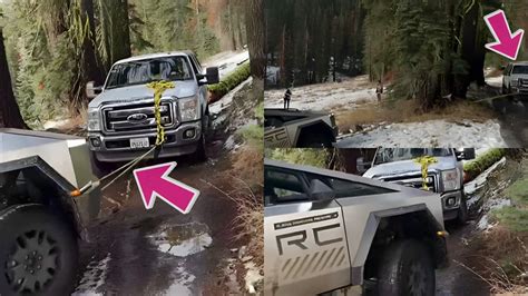 A New Video Shows A Tesla Cybertruck Getting Rescued By A Ford F 150