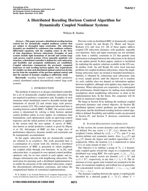 pdf distributed receding horizon control of dynamically coupled nonlinear systems