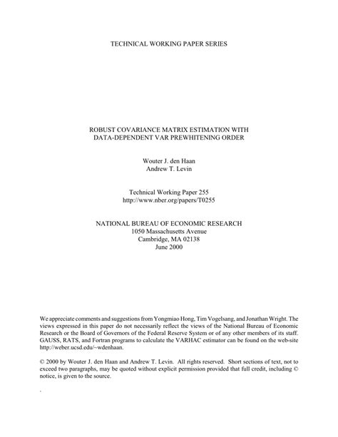 pdf robust covariance matrix estimation with data dependent var prewhitening order