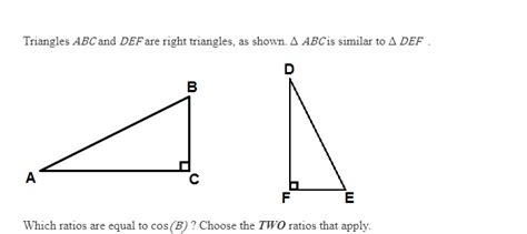 answered triangles abc and def are right… bartleby
