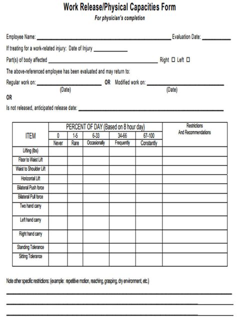 Printable Physical Form For Work Newfreeprintable Net