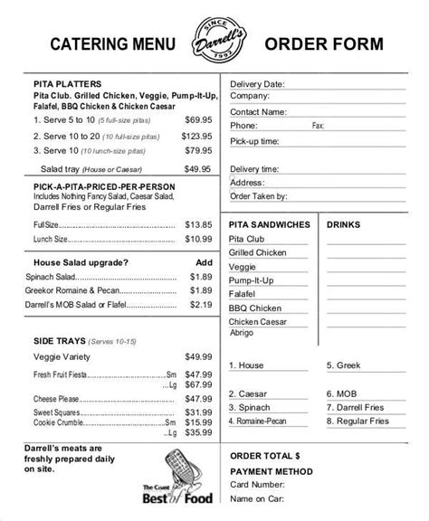 Catering Order Form Emmamcintyrephotography