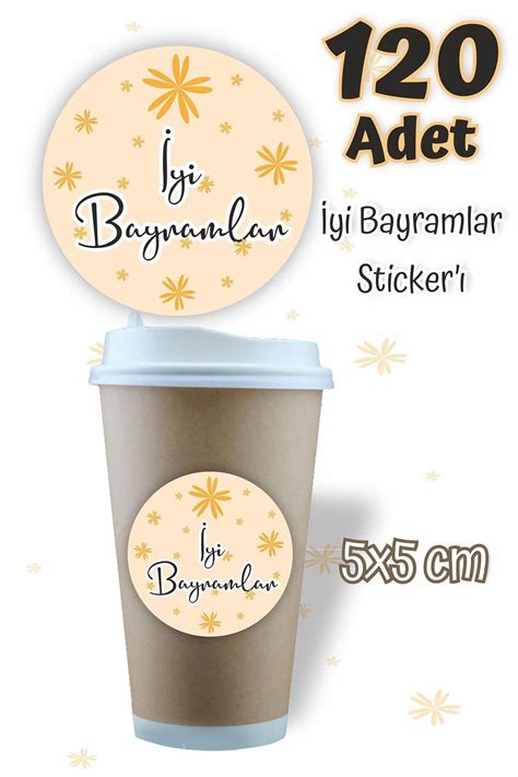 MSticker İyi Bayramlar Etiketi 5x5 120 Adet Ramazan Bayramı Kurban