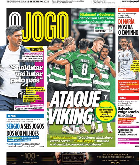 O Jogo 18 set 2023 Jornais e Revistas SAPO pt Última hora e