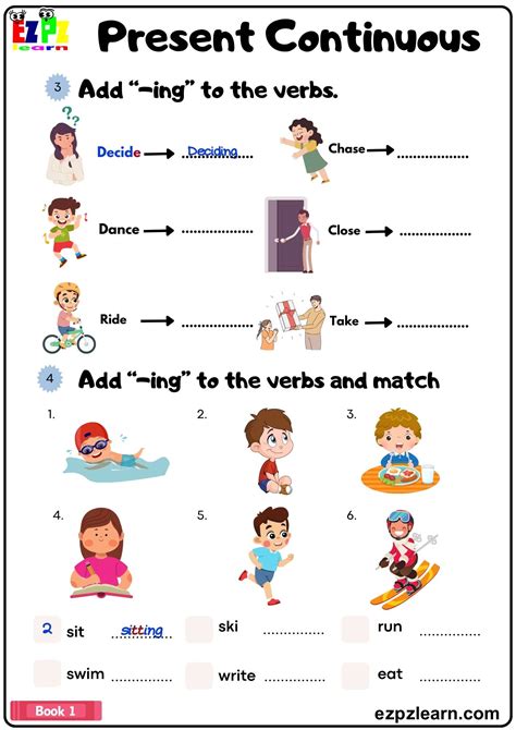 Present Continuous Adding Ing To The Verbs To Make The Present