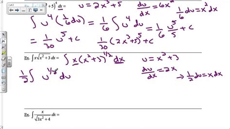 integration using u substitution youtube