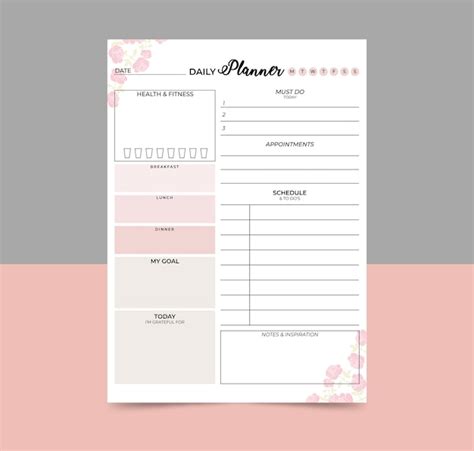 Blumen Tagesplaner Druckbare Minimalistische Planer Vorlage Premium