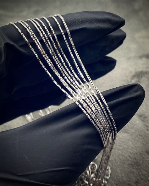 Cadena Italiana Tejido Veneciano En Oro Blanco Oro 18k Kamuba