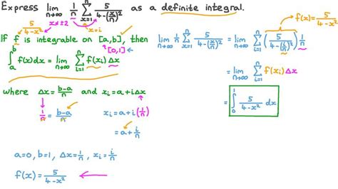 lesson definite integrals as limits of riemann sums nagwa