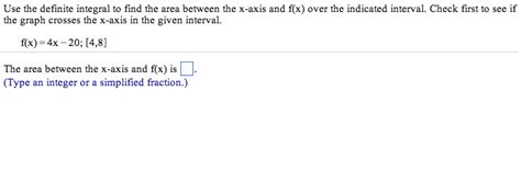 solved use the definite integral to find the area between