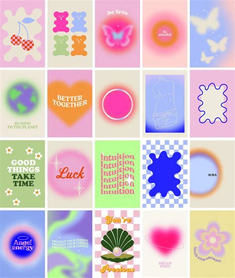 20 Danish Pastel Wall Collage Printable Aesthetic Bedroom Etsy Preppy