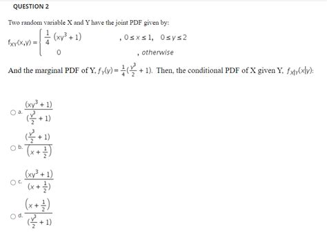 solved question 2 two random variable x and y have the joint