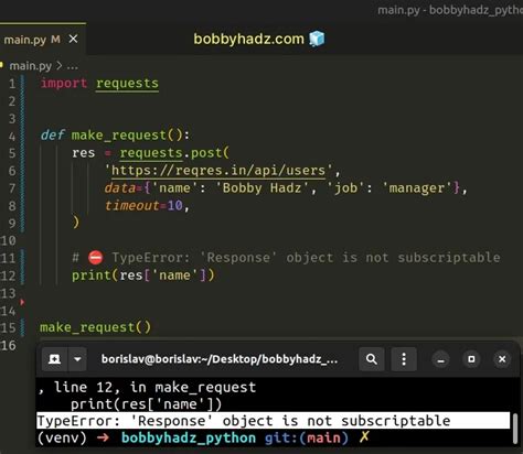 Typeerror Response Object Is Not Subscriptable In Python Bobbyhadz
