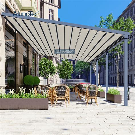 AlunoTec Pergola Awning System Electric Sunshade Retractable Roof