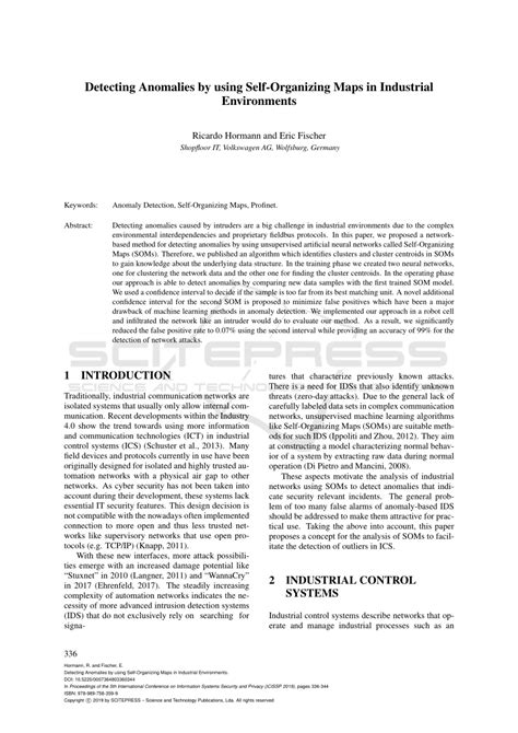 pdf detecting anomalies by using self organizing maps in industrial environments