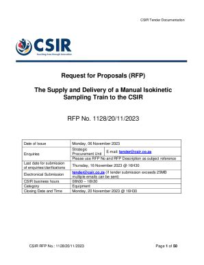 Fillable Online Request For Proposals RFP The Supply And Delivery Of