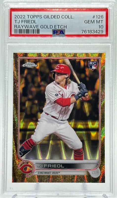 Psa Tj Friedl Topps Gilded Chrome Ray Wave Gold Refractor