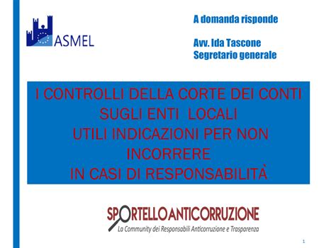 Corte Dei Conti I CONTROLLI DELLA CORTE DEI CONTI SUGLI ENTI LOCALI
