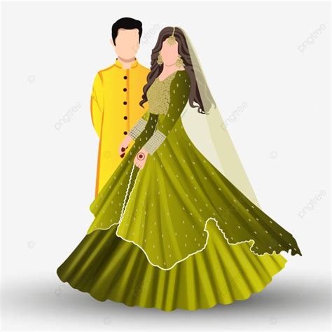 Indian Wedding For Mehendi And Haldi Functions With Bride Groom Wearing