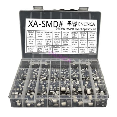 400pcs Lot 1uF 1000uF 24 Values Assorted Kit Electrolytic Capacitor SMD